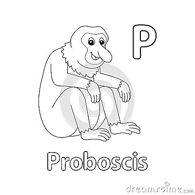 Proboscis Monkey Alphabet ABC Isolated Coloring P Vector Illustration ...