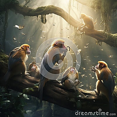 Of Proboscis Monkeys Royalty-Free Illustration | CartoonDealer.com ...