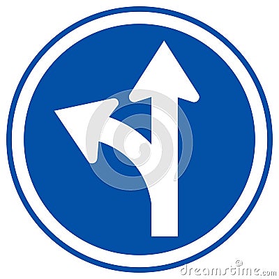 Proceed Straight Or Turn Right Road Sign,Vector Illustration, Isolate ...