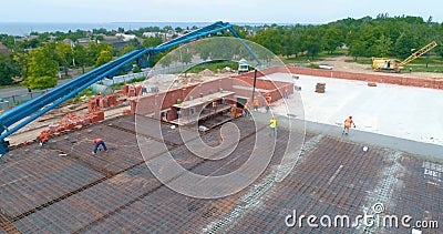 The Process of Creating a Concrete Floor. Pouring the Formwork with ...
