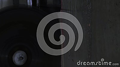 The Process of Cutting a Concrete Wall. the Round Disc Cuts Concrete ...