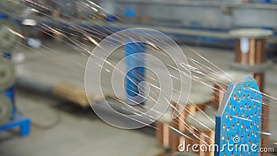 Thin Strands of Copper Wire are Woven into a Single Cable. the Process ...