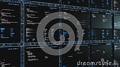 Process Of Virtual Software. Animation. Displaying 3d Cells With Changing Values In Database ...
