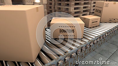 Production Line with Different Size Cardboard Parcels on a Boxes ...