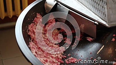 Production of Minced Meat from Pieces of Beef Meat at the Food ...
