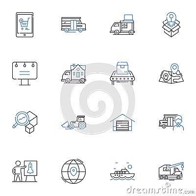 Production Process Line Icons Collection. Assembly, Fabrication ...