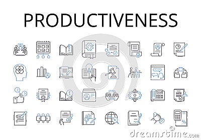 Productiveness Line Icons Collection. Efficiency, Effectiveness ...