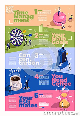 Productivity Boosting Isometric Infographics Cartoon Vector ...