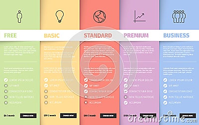 Products Versions Feature And Price List Table Vector Illustration ...