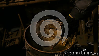 Blacksmith Quenching Hot Iron Part of Forged Gate Stock Footage - Video ...