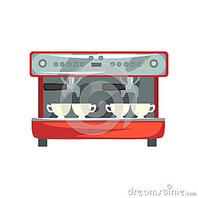 Professional Coffee Machine Cartoon Vector Illustration On A White ...