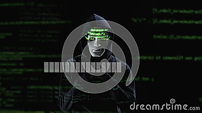 Professional Hacker Loading Virus and Copying Secret Information ...