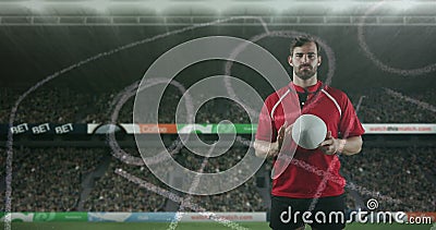Professional Rugby Player Standing in Front of a Sports Stadium 4k ...