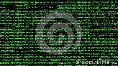 Program Code of Matrix on Black Background. Animation. Green Text from ...