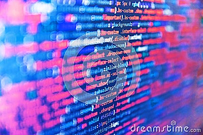 Programmer Workplace. Data Encryption Security Code On A Computer ...