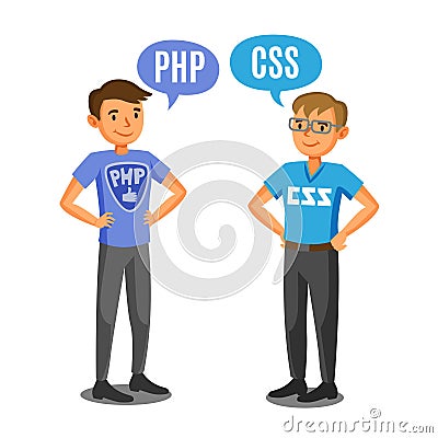 Programmers, Developers, Process Coding, Teamwork. Communication Cartoon Vector | CartoonDealer ...