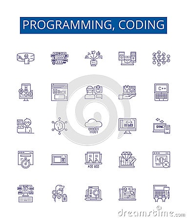 Programming, Coding Line Icons Signs Set. Design Collection Of ...