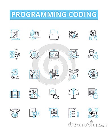 Programming Coding Vector Line Icons Set. Programming, Coding ...