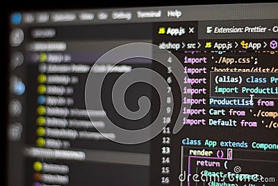 Programming Language On Black Screen Background Royalty-Free Stock ...