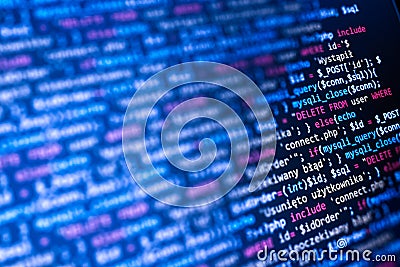 Programming PHP On Laptop Computer Screen. Web And Backend Software Development With PHP ...