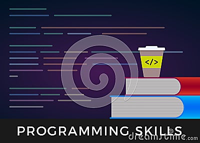 Programming Skills - Code Learning Or Coding Learn Flat Design Concept. Program Source ...