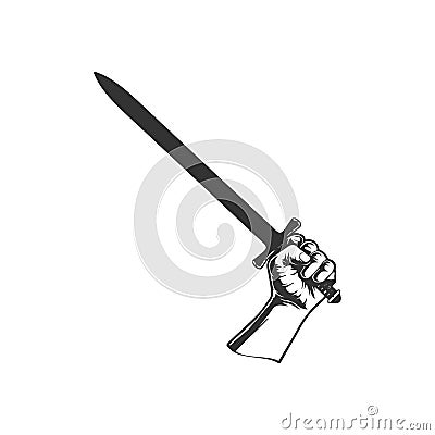 Vector Illustration Of A Hand Holding A Sword | CartoonDealer.com ...