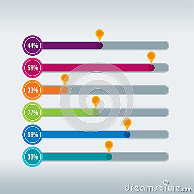 Progress Bars Infographic In Multiple Colors Cartoon Vector | CartoonDealer.com #104388023