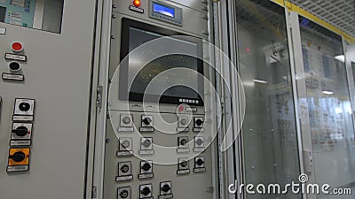 Progress Monitor Shows Data on Switchboard at Substation Stock Footage ...