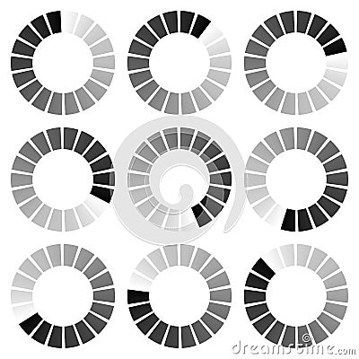 Progress, Steps, Phases Indicator. Preloader, Buffer Shape. Circle, Circular Loading Icon Vector ...