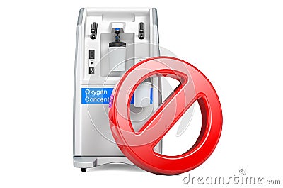 Prohibition Symbol With Portable Oxygen Concentrator, 3D Rendering ...
