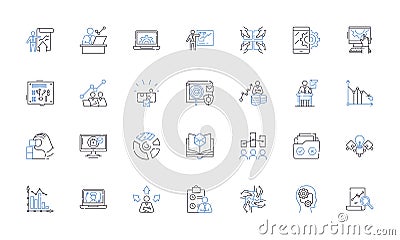 Project Management Line Icons Collection. Planning, Execution, Leadership, Organization ...