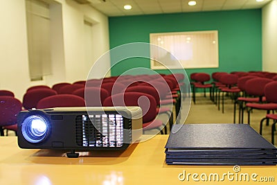 Projector On Table With Chairs Behind (horizontal) Stock Photography ...