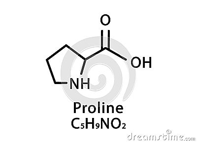 Proline Molecular Structure. Proline Skeletal Chemical Formula ...