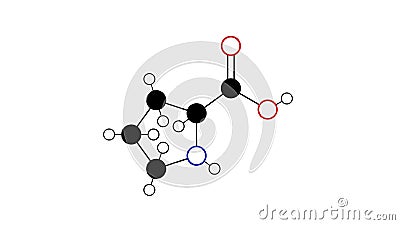Proline Molecule, Structural Chemical Formula, Ball-and-stick Model ...