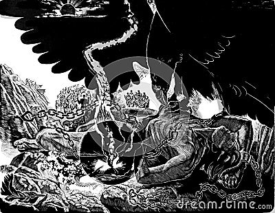 Prometheus And Evolution. Etching Drawing. Hand Drawn Artwork. Graphics ...