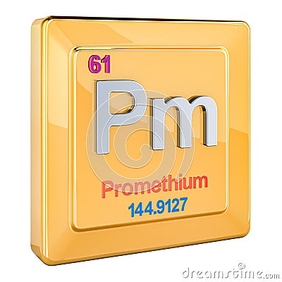Promethium Pm, Chemical Element Sign With Number 61 In Periodic Table ...
