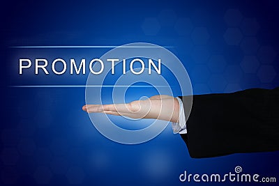 Promotion Button On Blue Background Royalty-Free Stock Photography ...