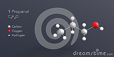 1-propanol Molecule 3d Rendering, Flat Molecular Structure With ...