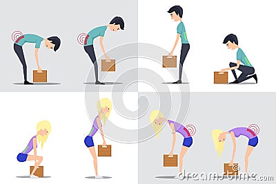 Proper And Improper Lifting Vector Flat | CartoonDealer.com #60790006
