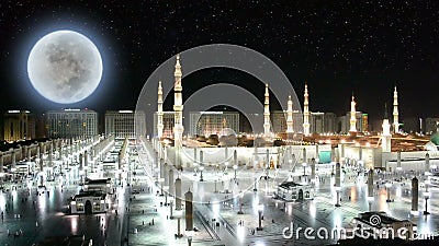Prophet S Mosque in Medina Time Lapse from Afternoon To Sunset Stock ...
