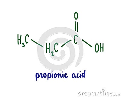 Propionic Acid Hand Drawn Vector Formula Chemical Structure Lettering ...