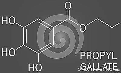 Propyl Gallate Molecule. Skeletal Formula. Cartoon Vector ...