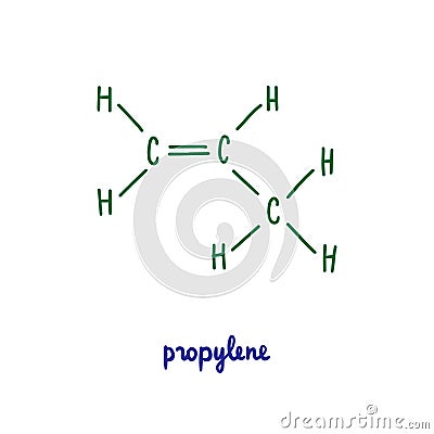 Propylene Hand Drawn Vector Formula Chemical Structure Lettering Blue ...