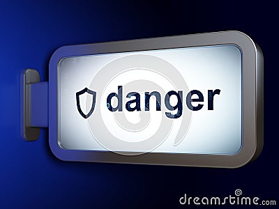 Protection Concept: Danger And Contoured Shield On Billboard Background ...