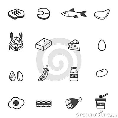 Protein Food Icons Stock Vector - Image: 52861837
