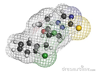 Prothioconazole Fungicide Molecule. 3D Rendering. Atoms Are Represented ...