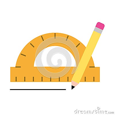 Protractor Pencil Graphic Design Tools Vector Illustration ...