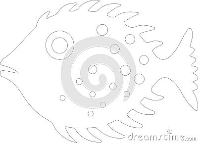 Pufferfish Outline Silhouette Generative Ai Vector Illustration ...