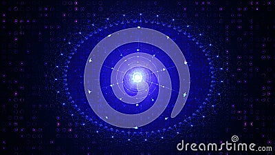 Pulsating Quantum Computer Core, Illuminated By Nuclear Energy, Visualizing Data Transmission At ...