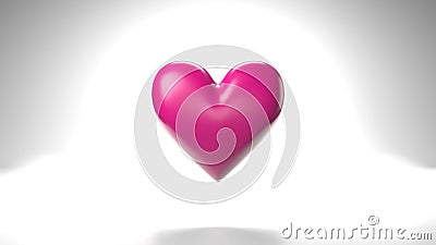 Pulsing Pink Heart Shape Object on White Background. Stock Footage ...